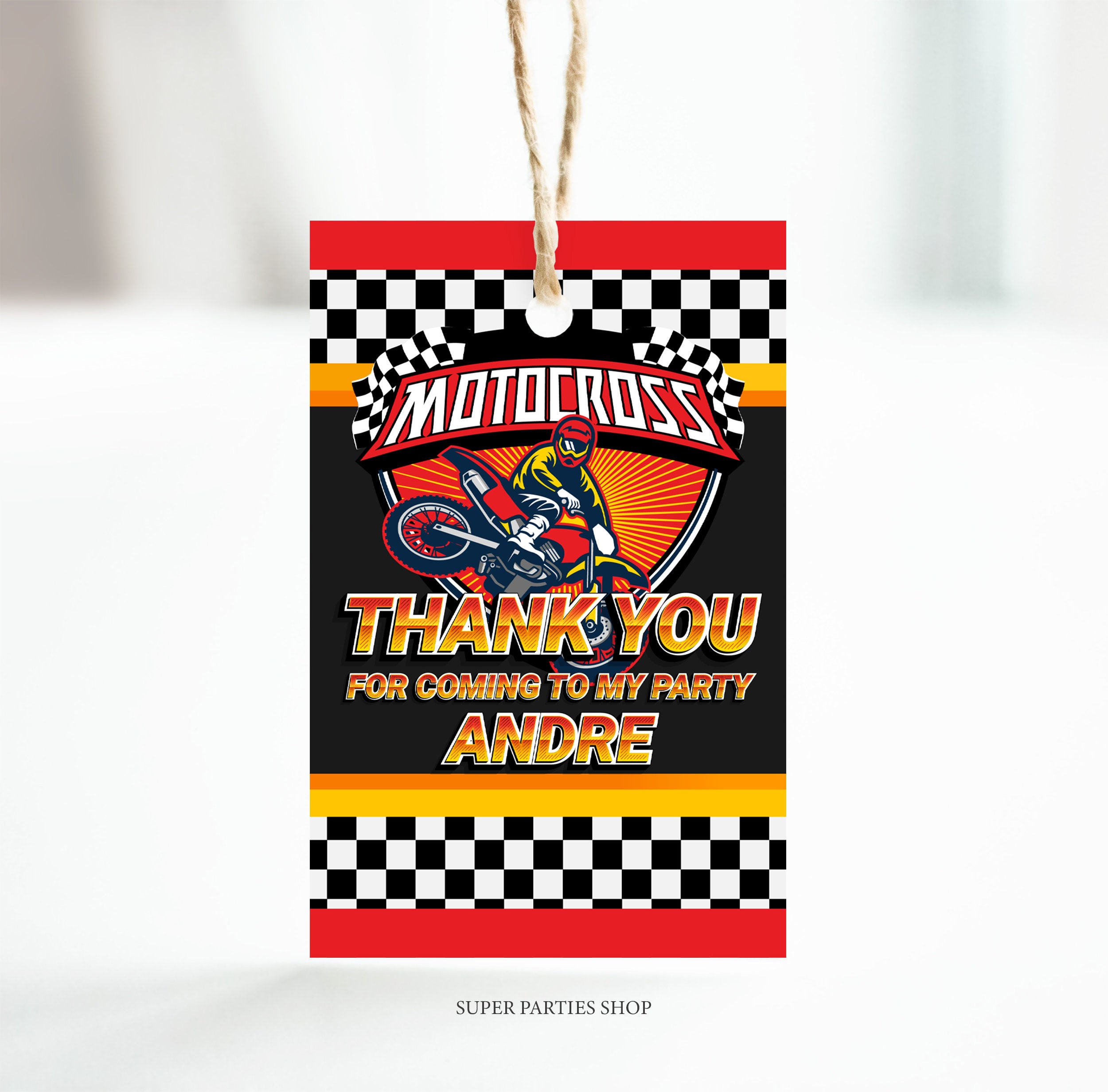 Motocross Favor Tag Label Printable Thank You Label Roadster | Etsy