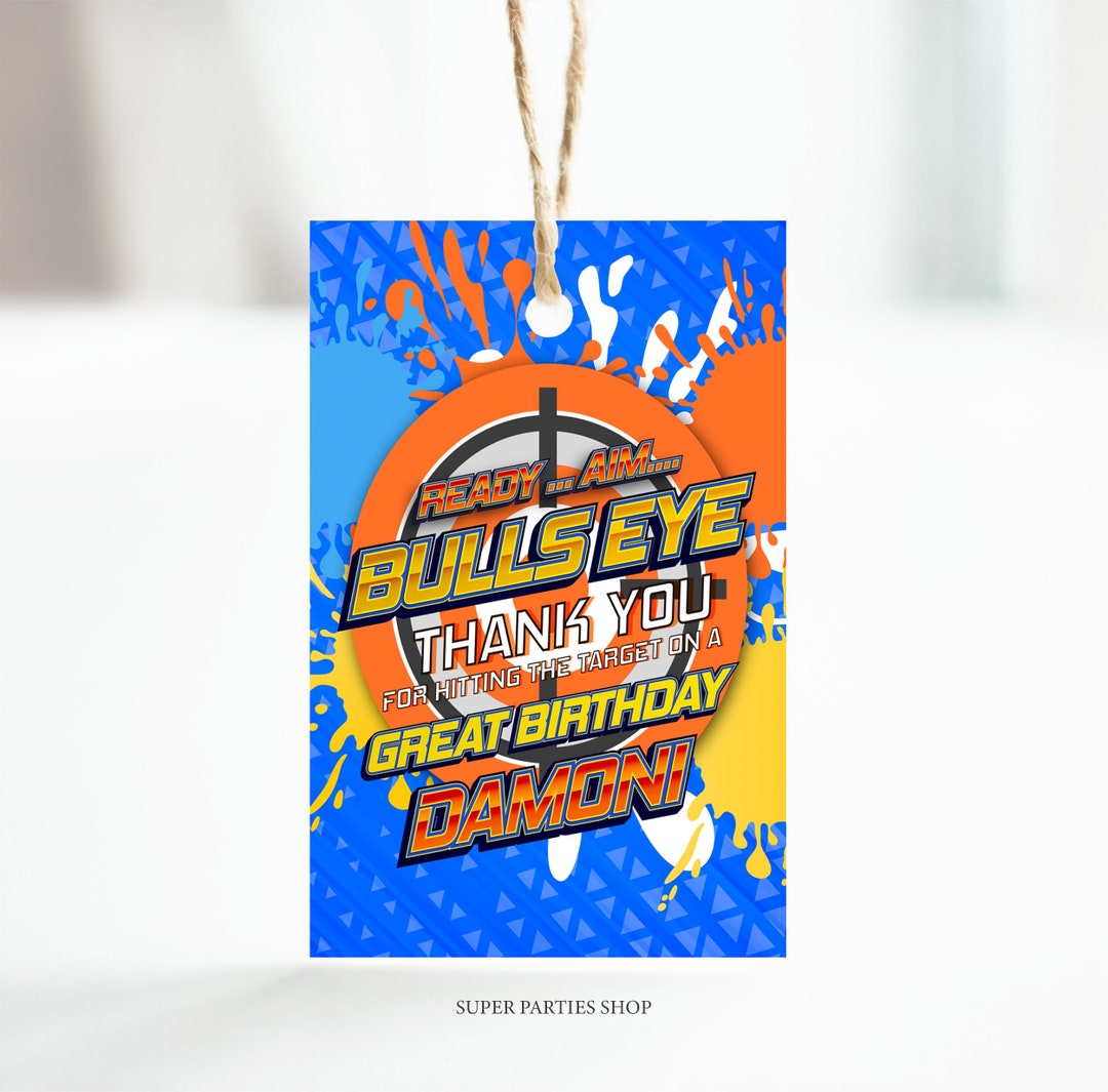 Dart Gun Party Favor Tag Lebels Printable Dart War Birthday - Etsy