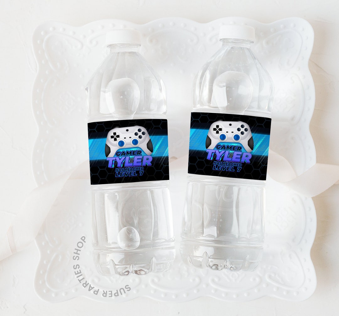 Gamer Water Bottle Label Printable, Custom Chip, Gamer Birthday, Video ...