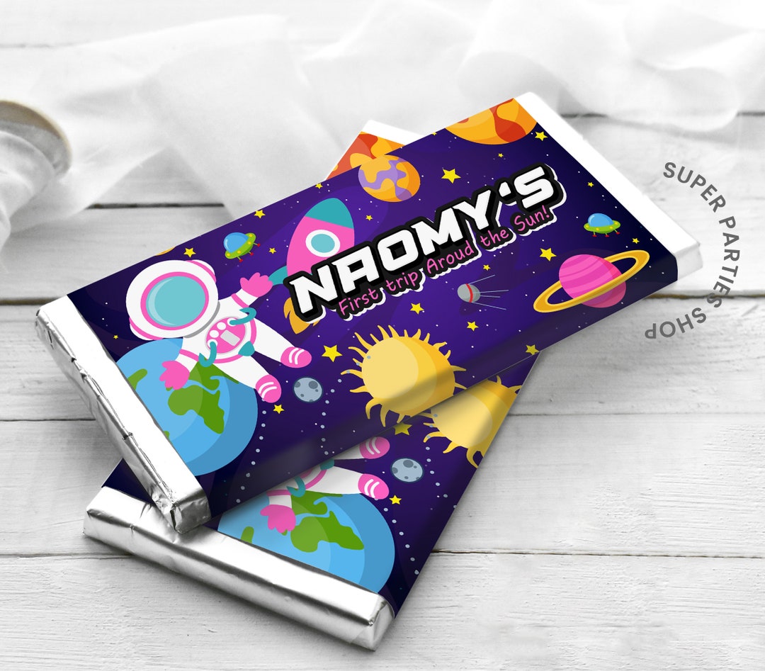 Space Candy Bar 1.55oz Printable Astronaut Birthday Gift Wrapper Galaxy ...