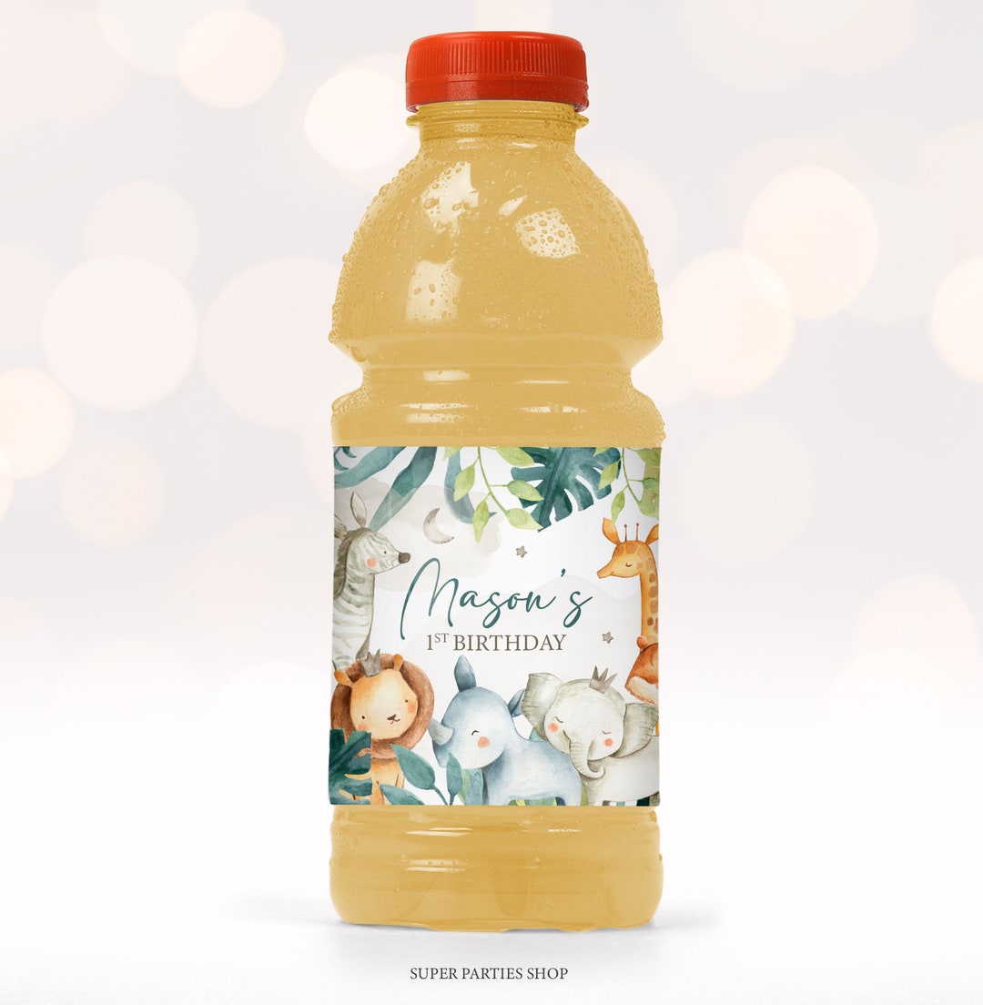 Jungle Sport Drink Bottle Label Printable , Wild One, Wild One Label ...