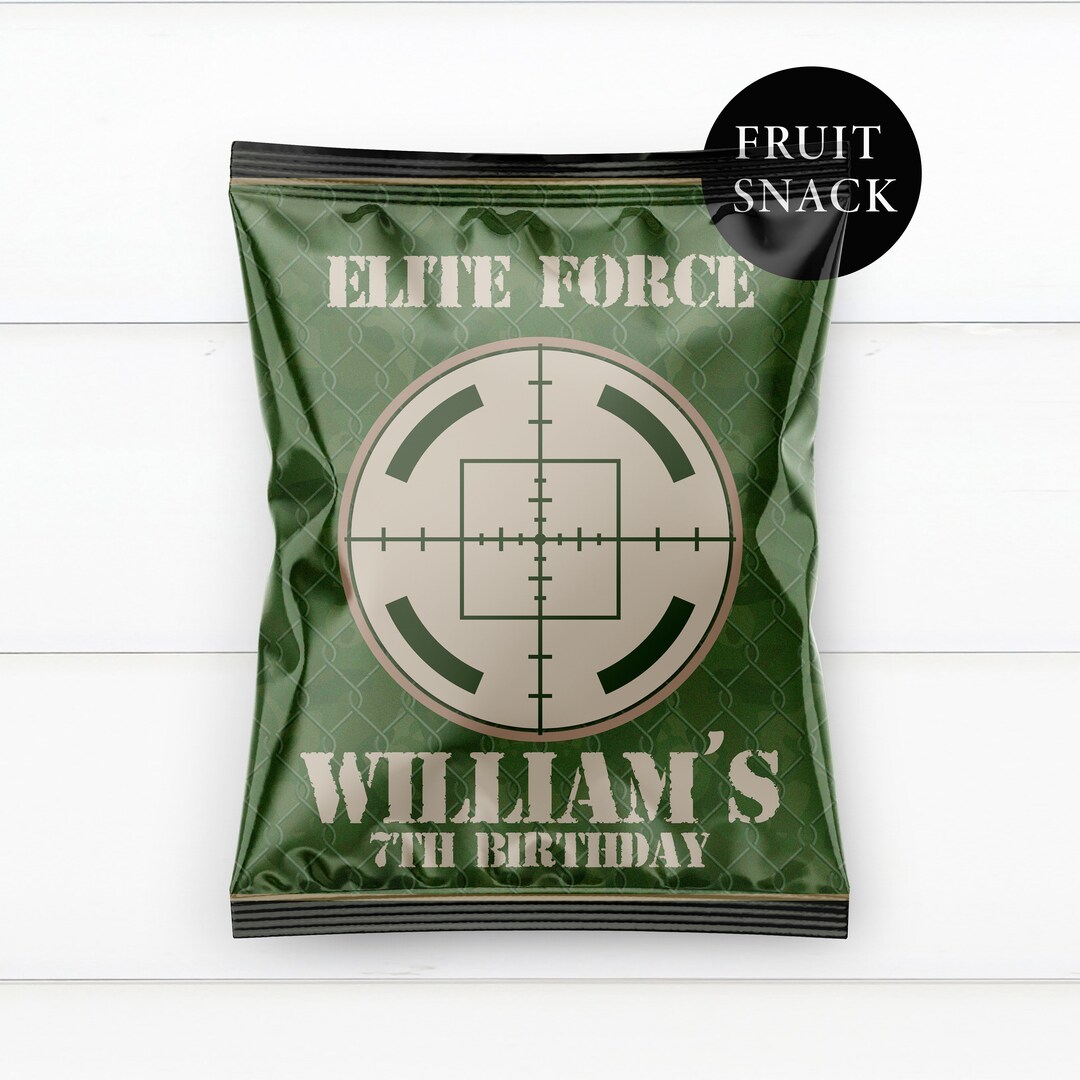 Camouflage Fruit Snack Bag Printable, Basic Training, Camouflage Favor ...