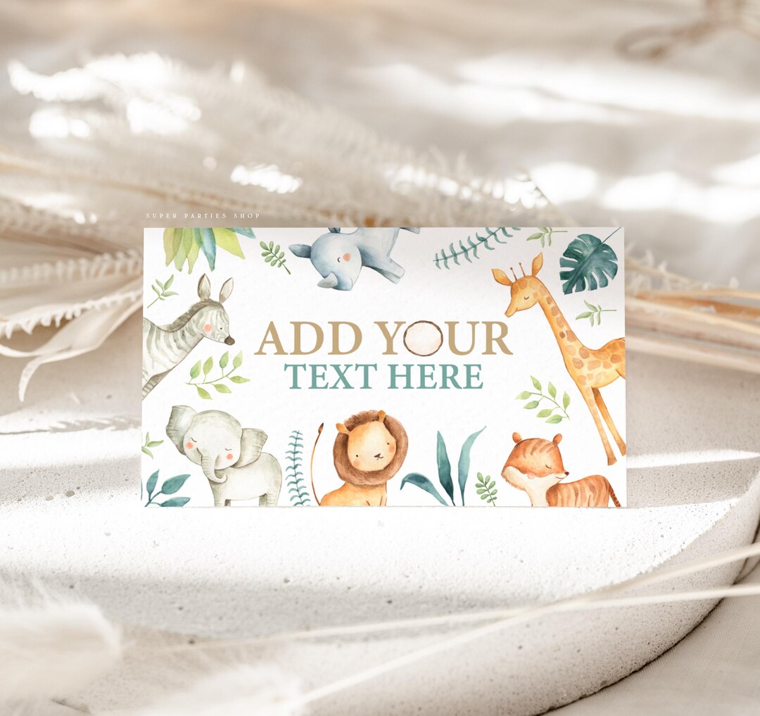 Editable Party Animals Food Labels Safari Party Animals Wild One Food ...