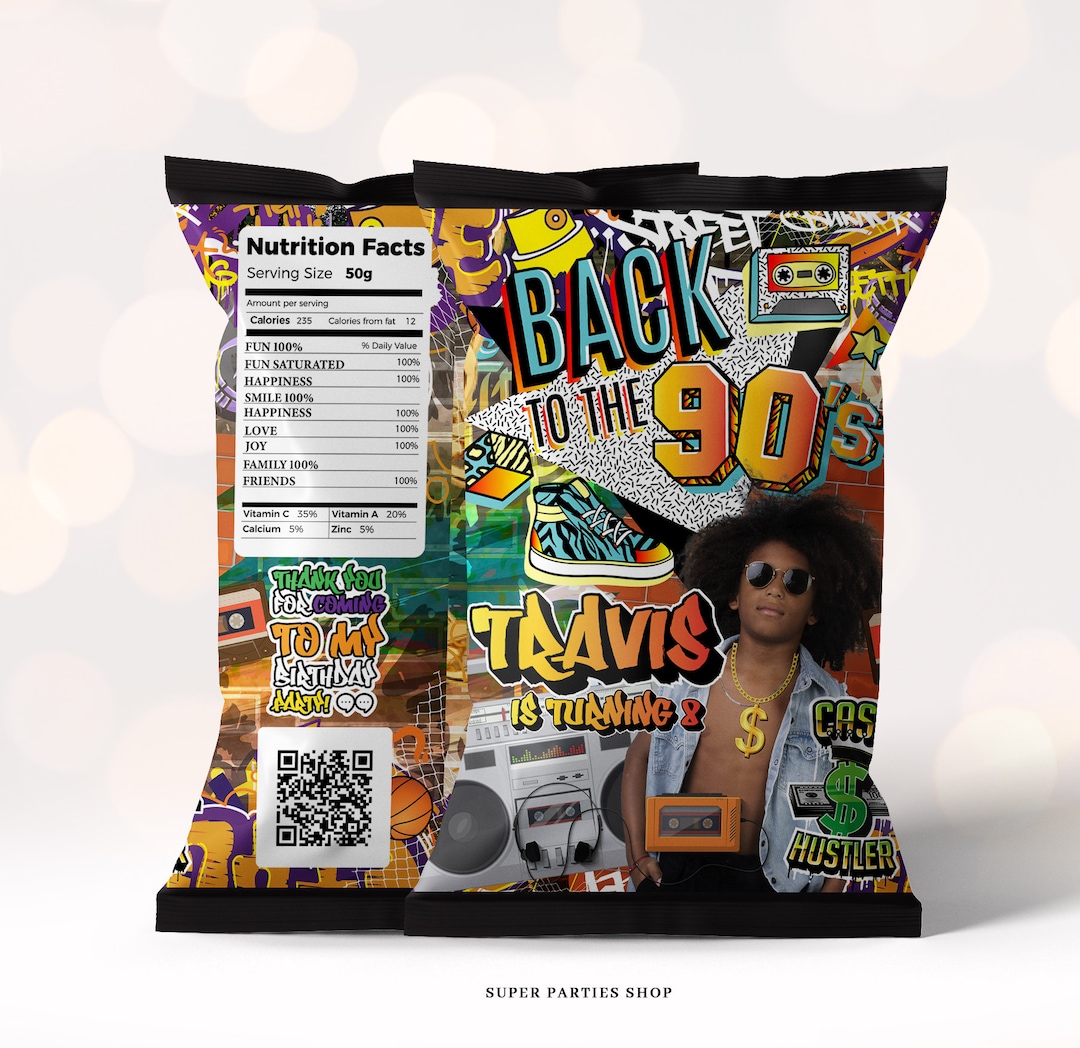 90s Printable Chip Bags, Snack Bag, Throwback Retro, Love the 80's 90's ...