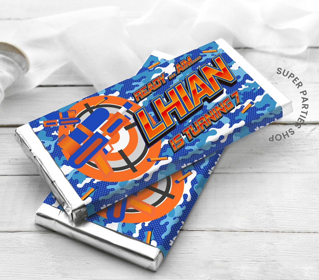 Dart Gun Candy Bar Wrapper Printable, Dart War Birthday Party Favor ...