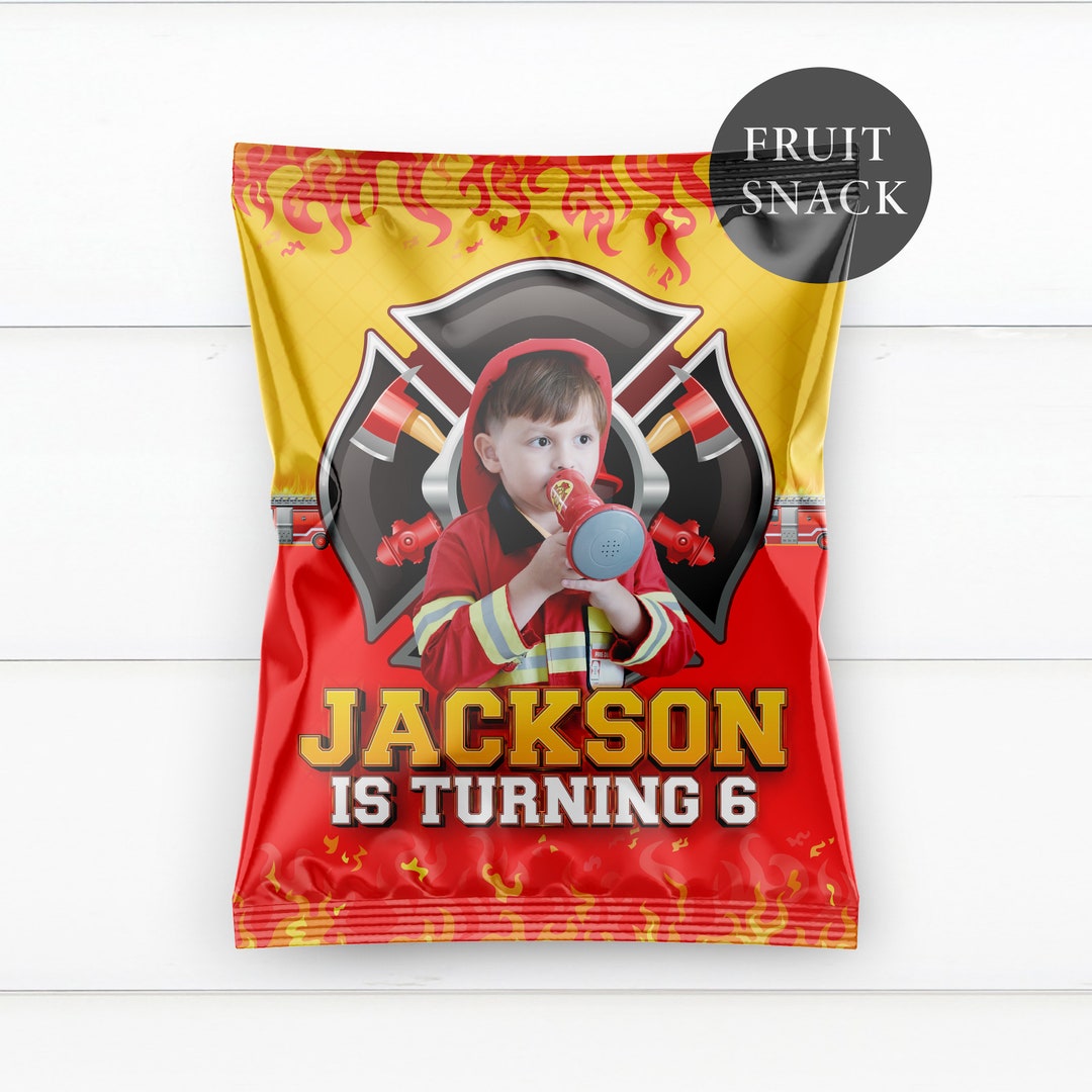 Fireman Fruit Snack Bag Printable , Firetruck Potatoes, Birthday ...