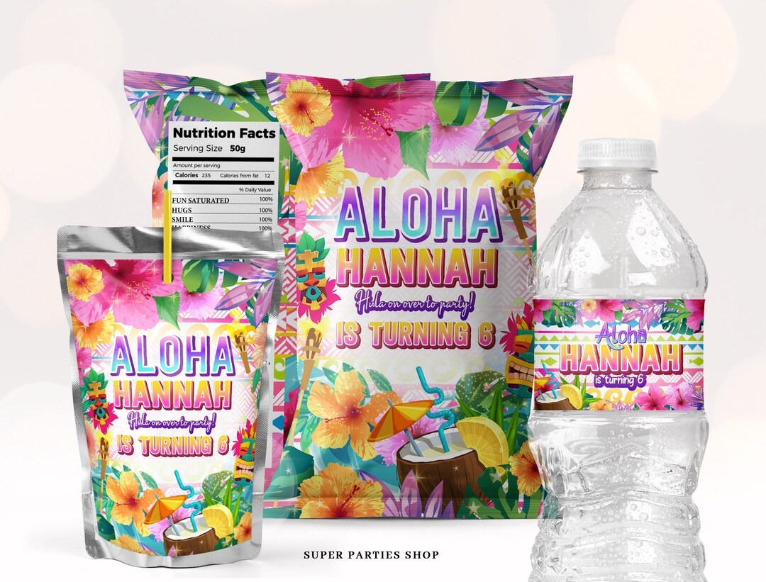 Luau Bundle kit imprimible, Aloha Favors, Tropical Party Favor ...