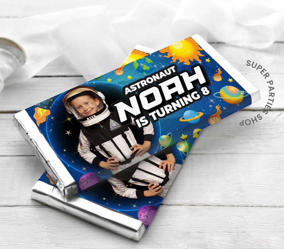 Space Candy Bar 1.55oz Printable Astronaut Birthday Gift Wrapper Galaxy ...