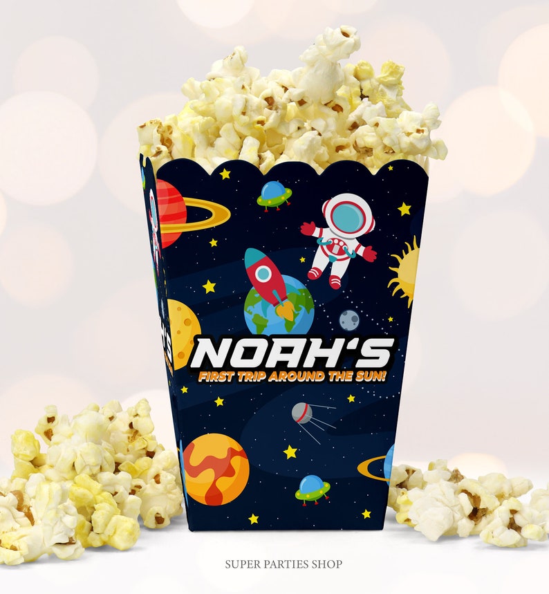 Space Popcorn Box Template Printable Astronaut Birthday - Etsy UK