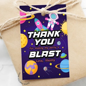 Space Favor Tag Printable Astronaut Birthday Thank You Gift Label ...