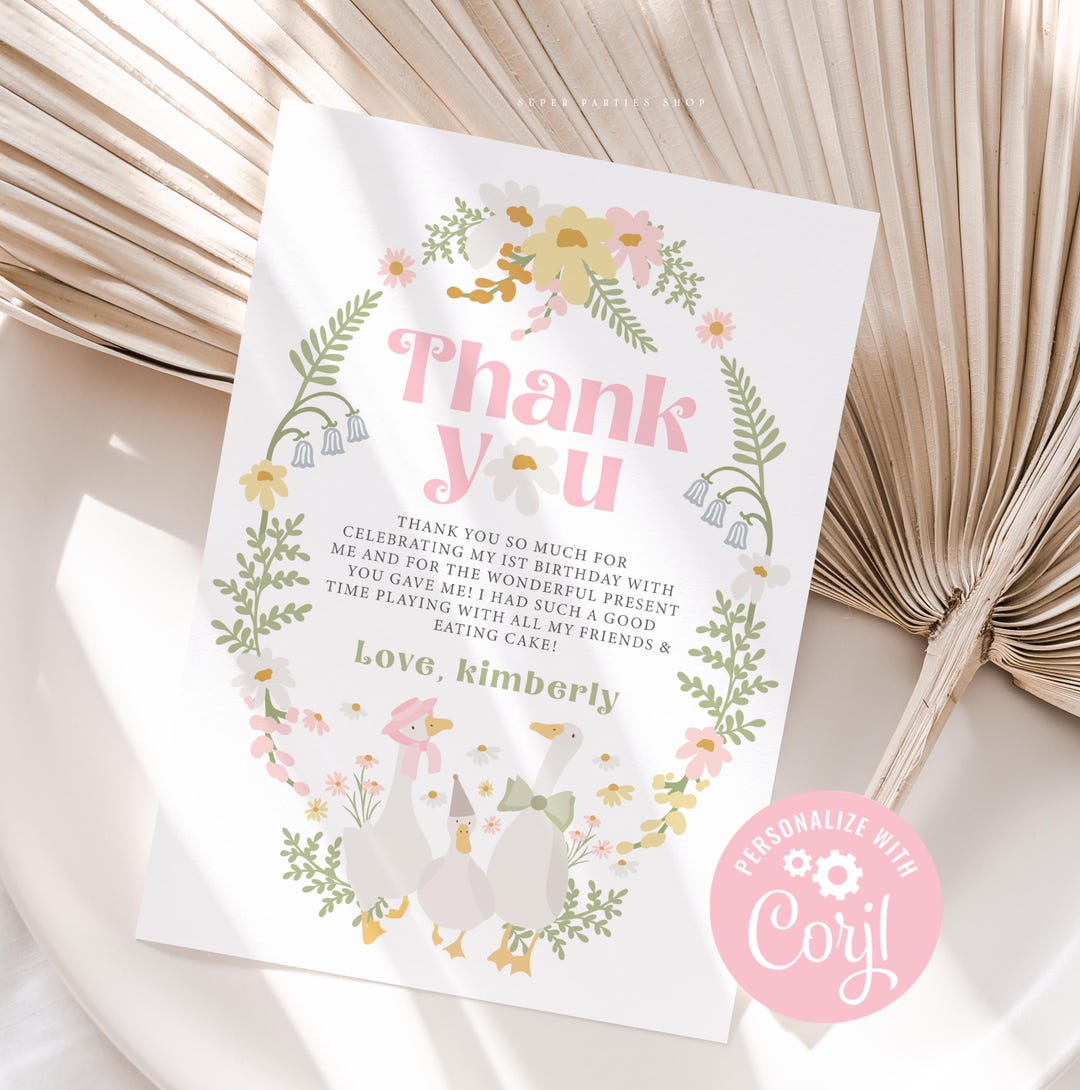 One Silly Goose Birthday Thank You Card Editable One Silly Goose Card ...