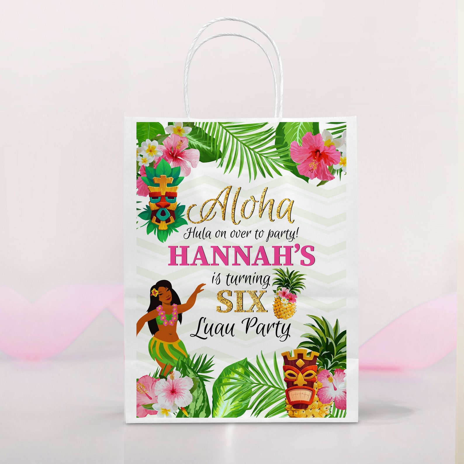 Luau Gift Bag Label Printable Aloha Favors Tropical Party - Etsy