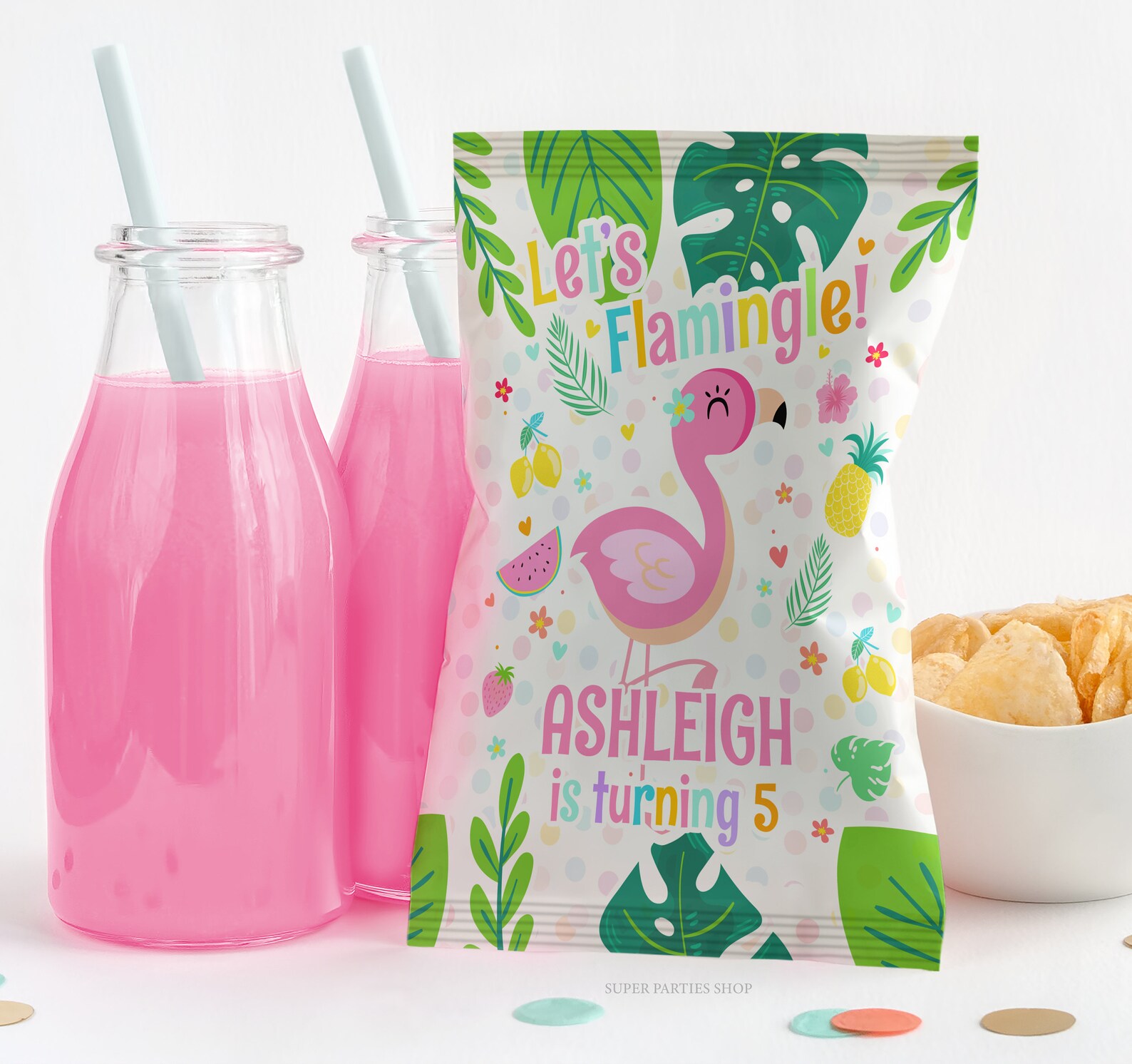 Flamingo Party Bundle Printable Snack Treat Tropical - Etsy
