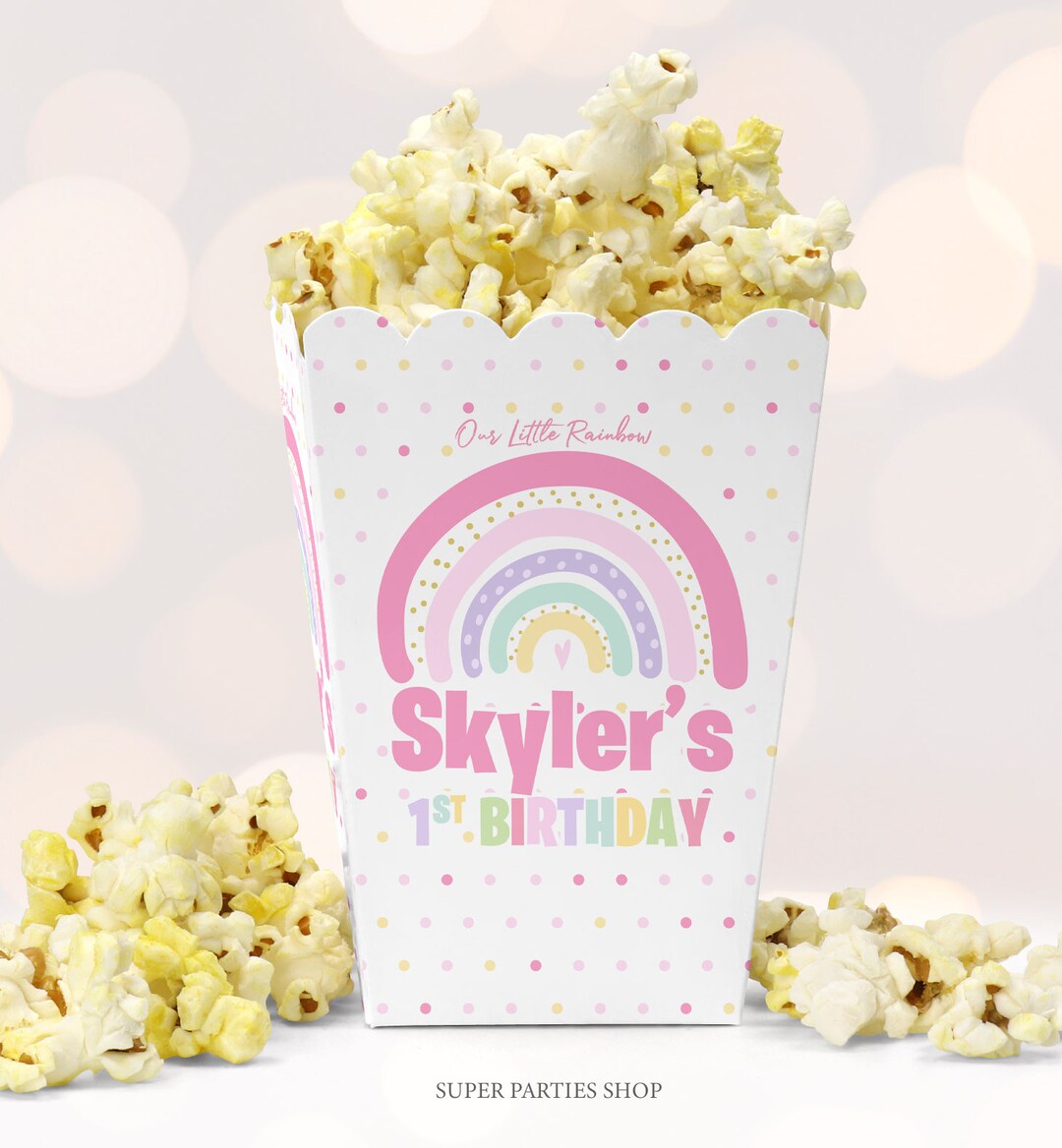 Rainbow Popcorn Box Printable, Snack Bag , Unicorn Magical Birthday ...