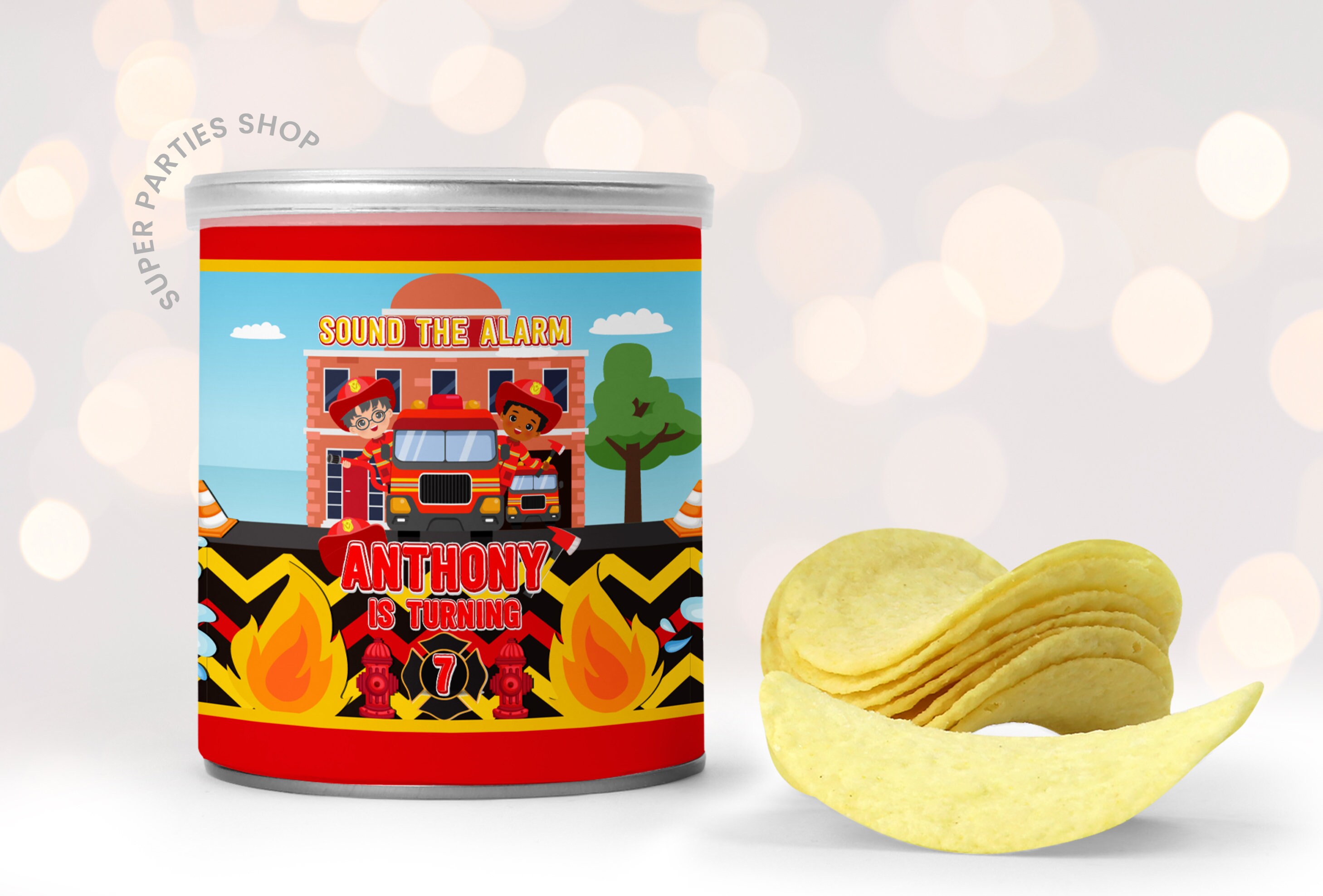 Fireman Chip Bag Printable Firetruck Potatoes Birthday | Etsy