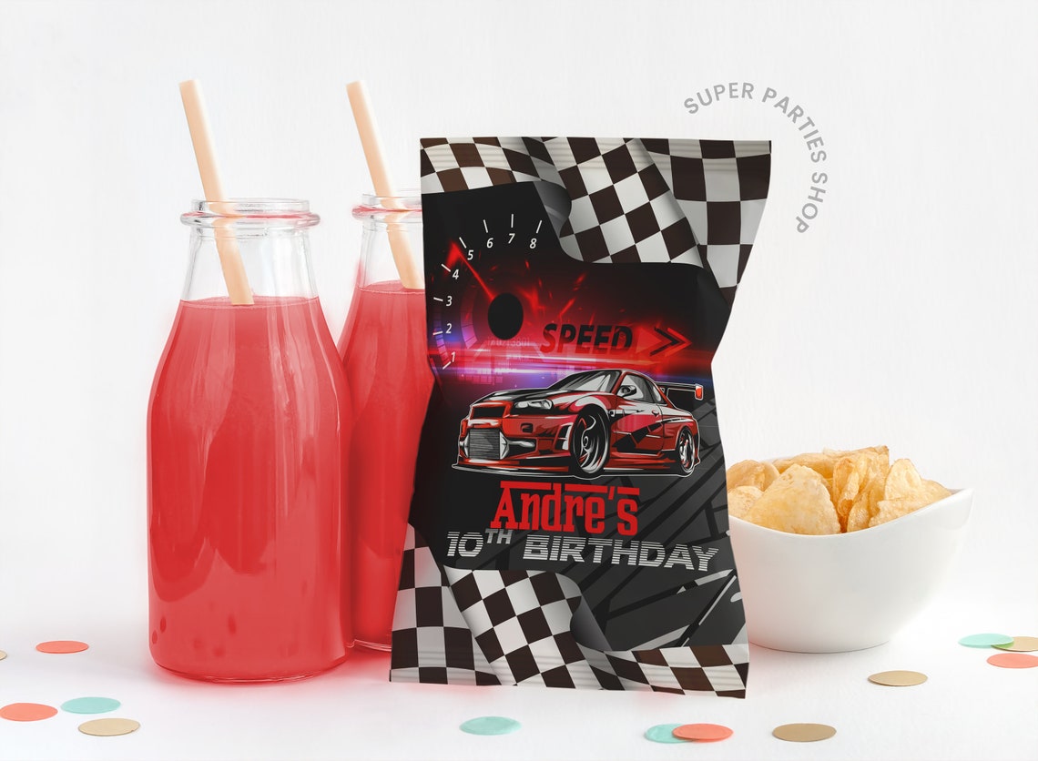 Race Cars Chip Bags Printable Snack Treat Roadster Birthday | Etsy