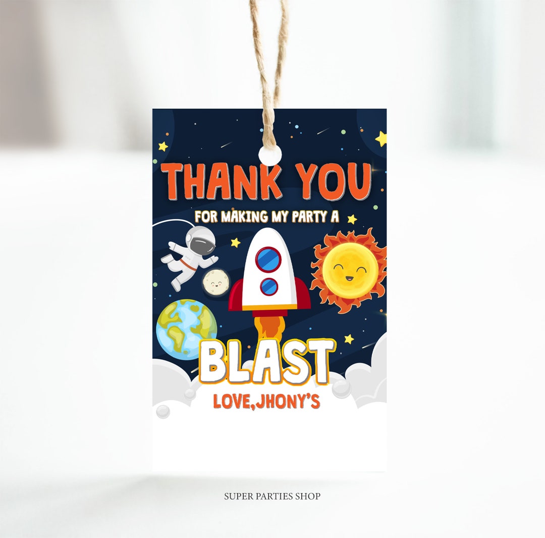Space Favor Tag Printable Astronaut Birthday Thank You Gift Label ...