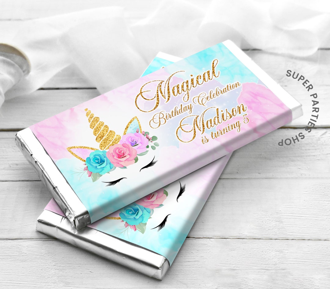 Unicorn Candy Bar 1.55oz Printable Snack Treat Unicorn - Etsy