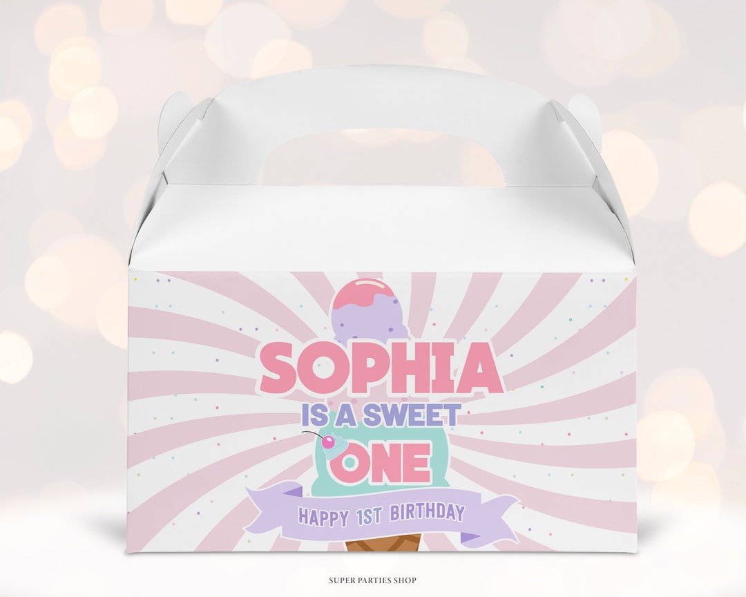 Ice Cream GABLE Box Label Printable, Snack Treat , Ice Cream Birthday ...