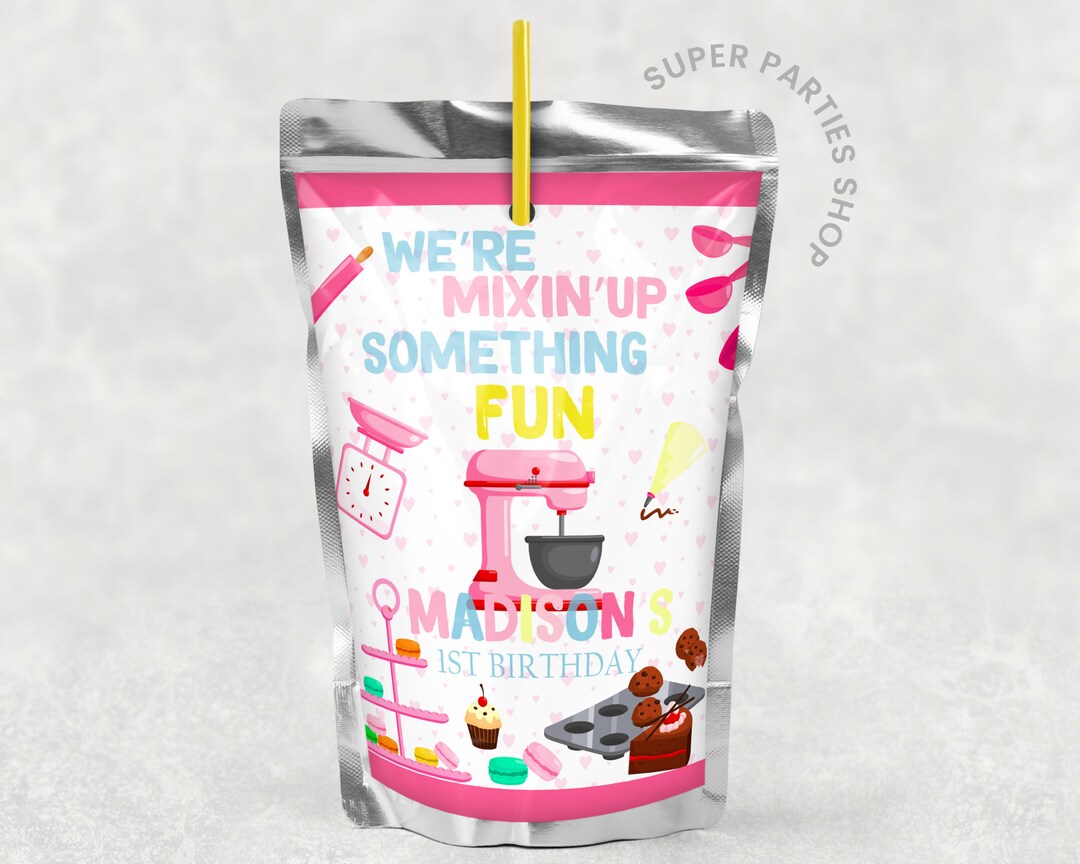 Baking Party Capri Sun Label Printable, Cupcake Party Invitation Mix It ...