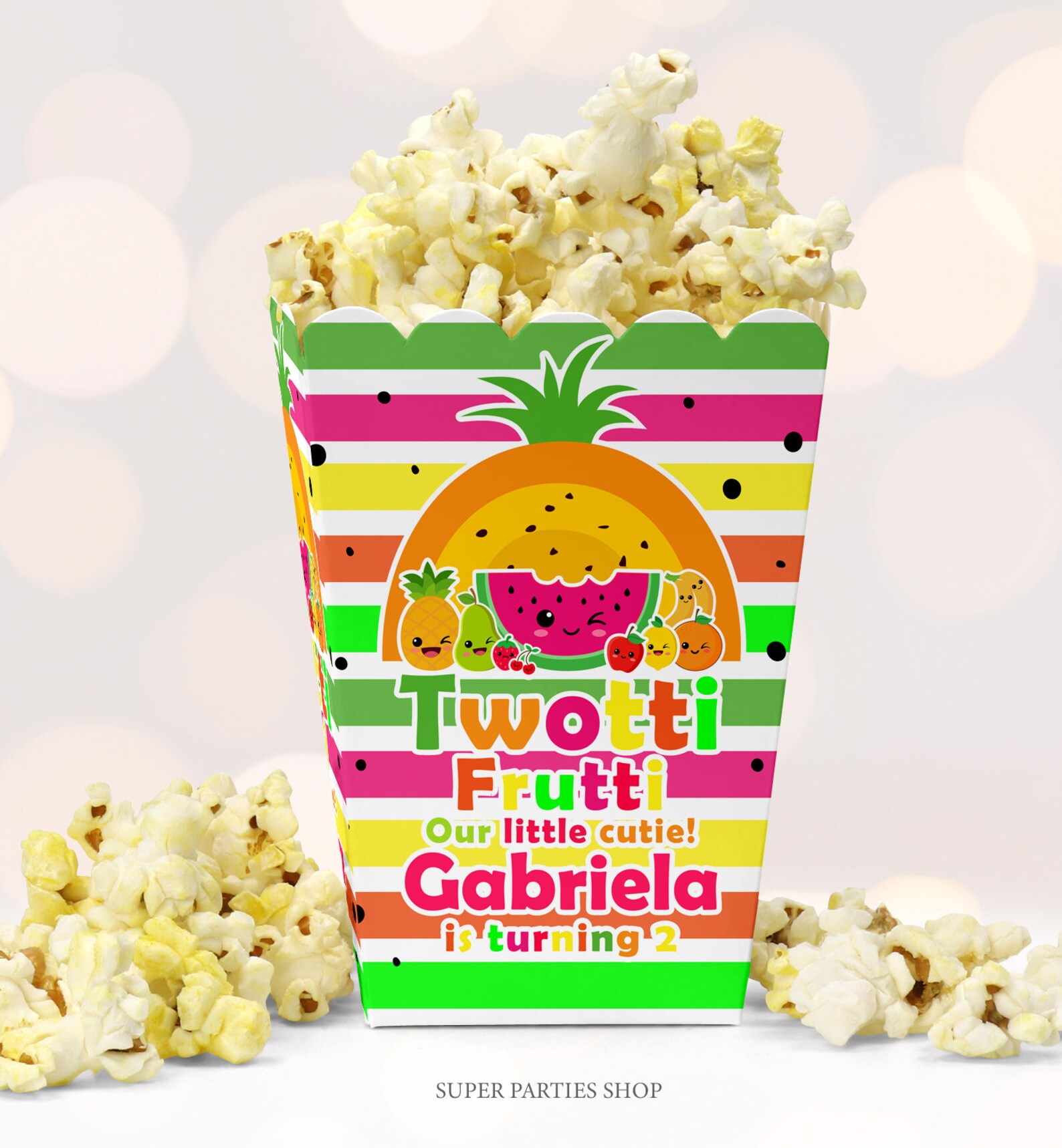 Twotti Frutti Printable Popcorn Box Template Snack Box Ctaft - Etsy