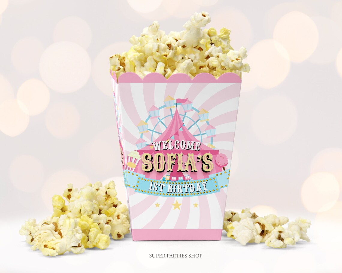 Circus Party Printable Popcorn Template Circus tent birthday | Etsy