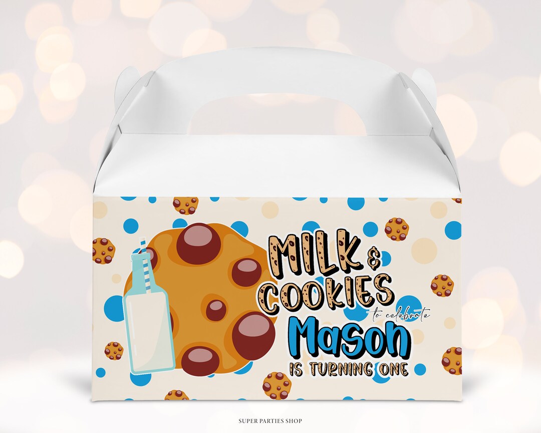 Cookie & Milk Gable Box Label Printable, Treat Box Labels, Cholcolate ...