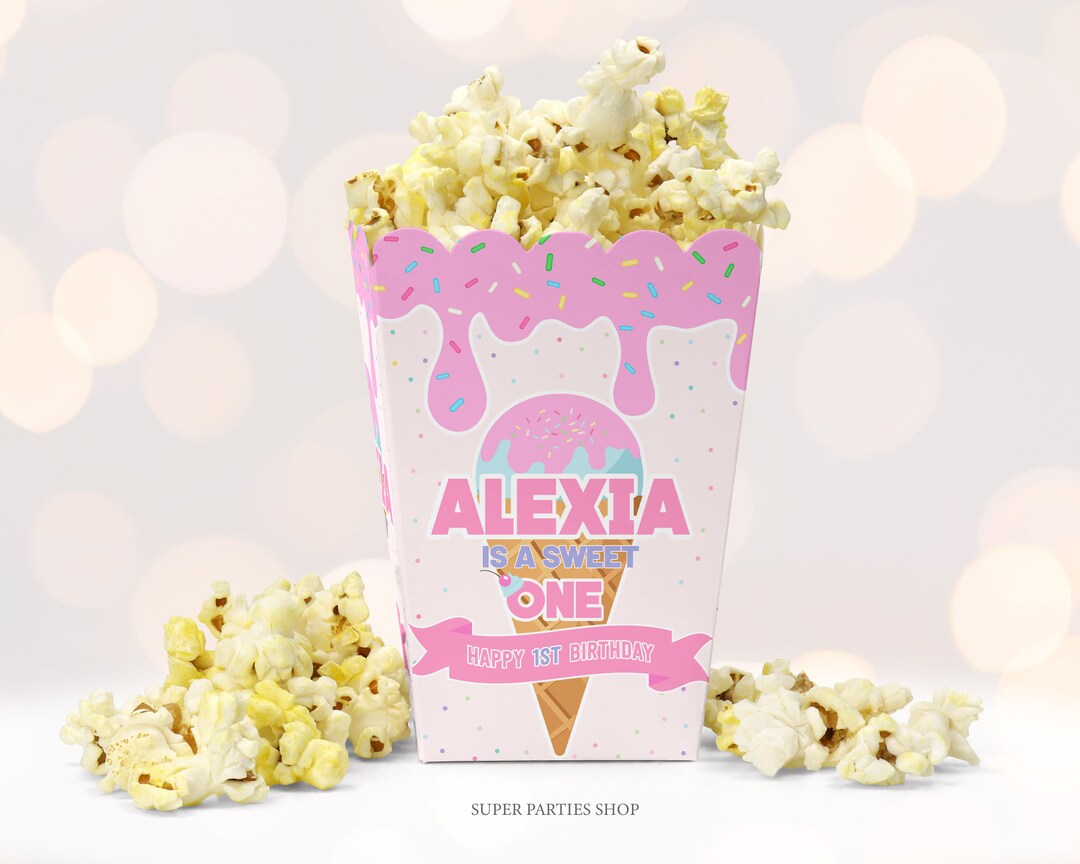Ice Cream Popcorn Box Printable, Snack Box , Ice Cream Birthday, Ice ...
