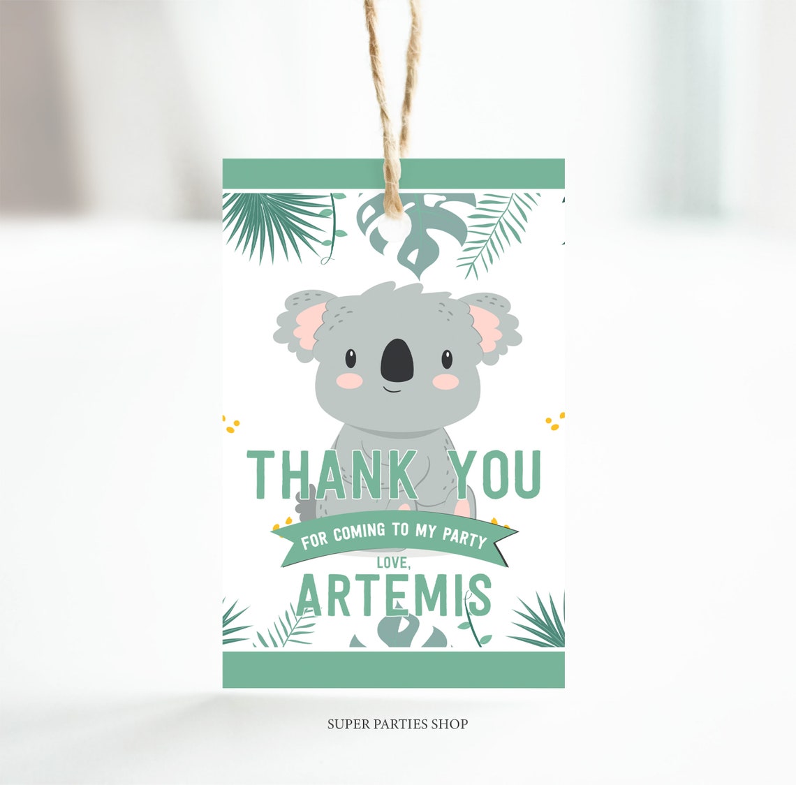 Koala Favor Tag Printable Australian theme party Koala | Etsy