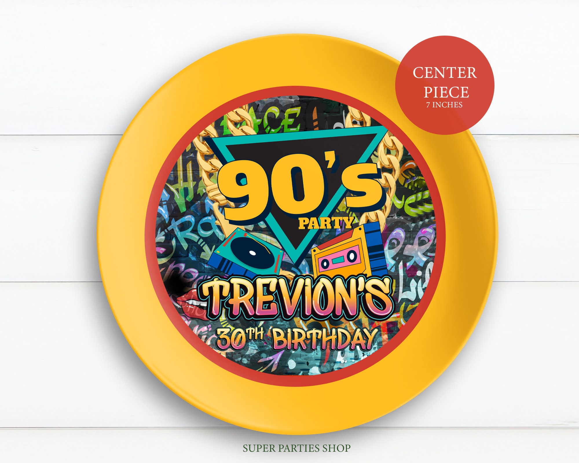 90s Centerpiece Printable, Plate Label Glow Party, Neon Birthday ...
