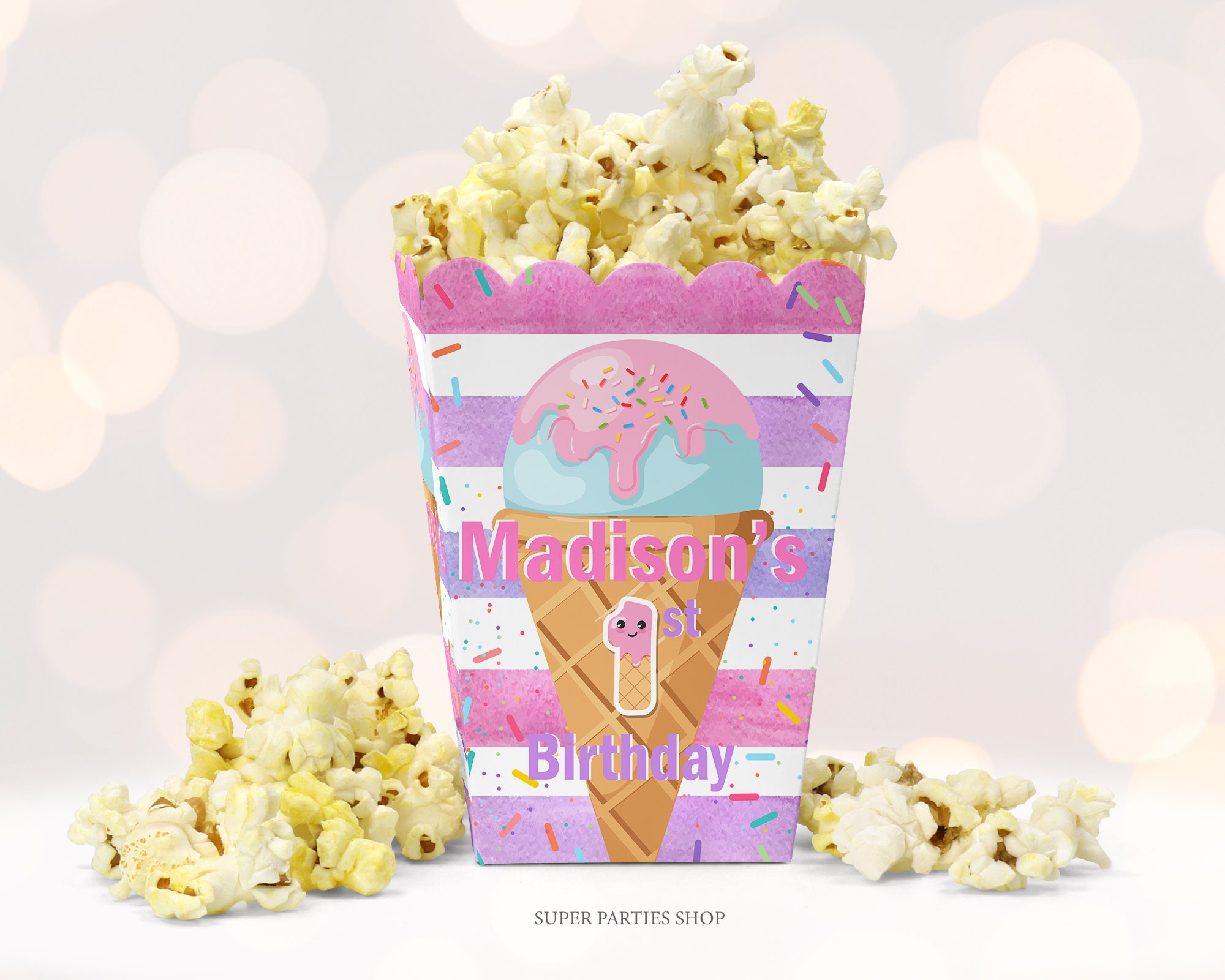 Ice Cream Popcorn Box Printable Snack box Ice Cream | Etsy