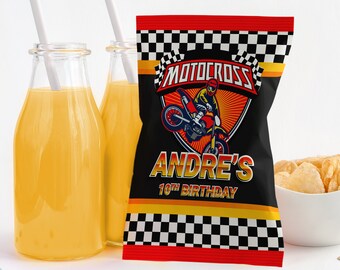 Motocross Chip Bags Printable Snack Treat Roadster Birthday | Etsy