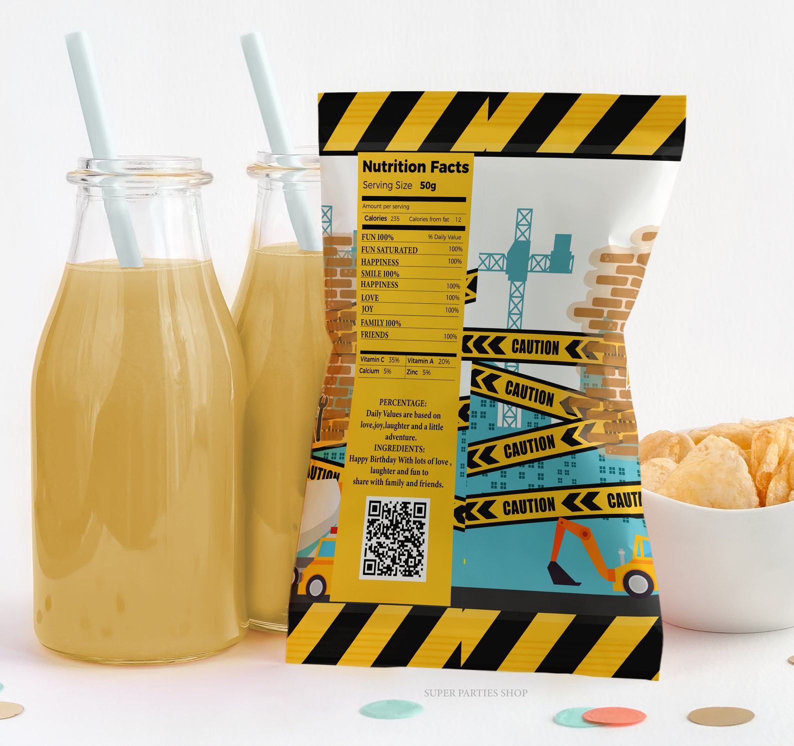Construction Chip Bag Printable Dual Contruction Potatoes - Etsy