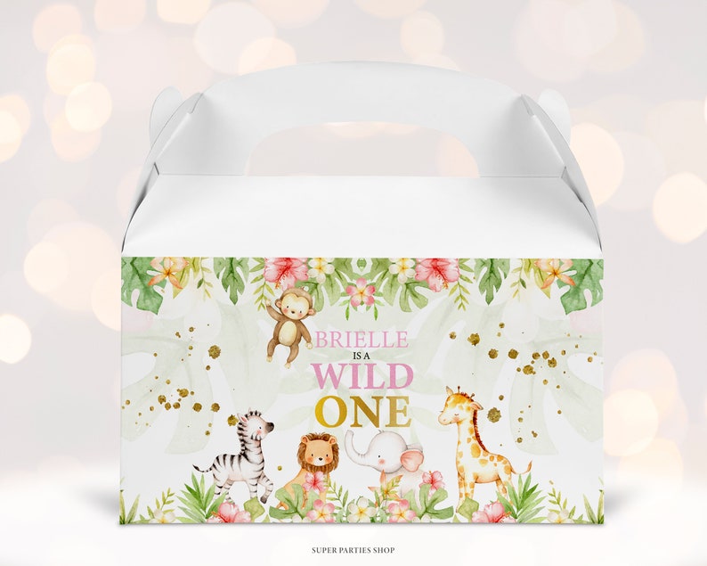 Jungle GABLE BOX Label Printable Snack Treat Safari wild - Etsy