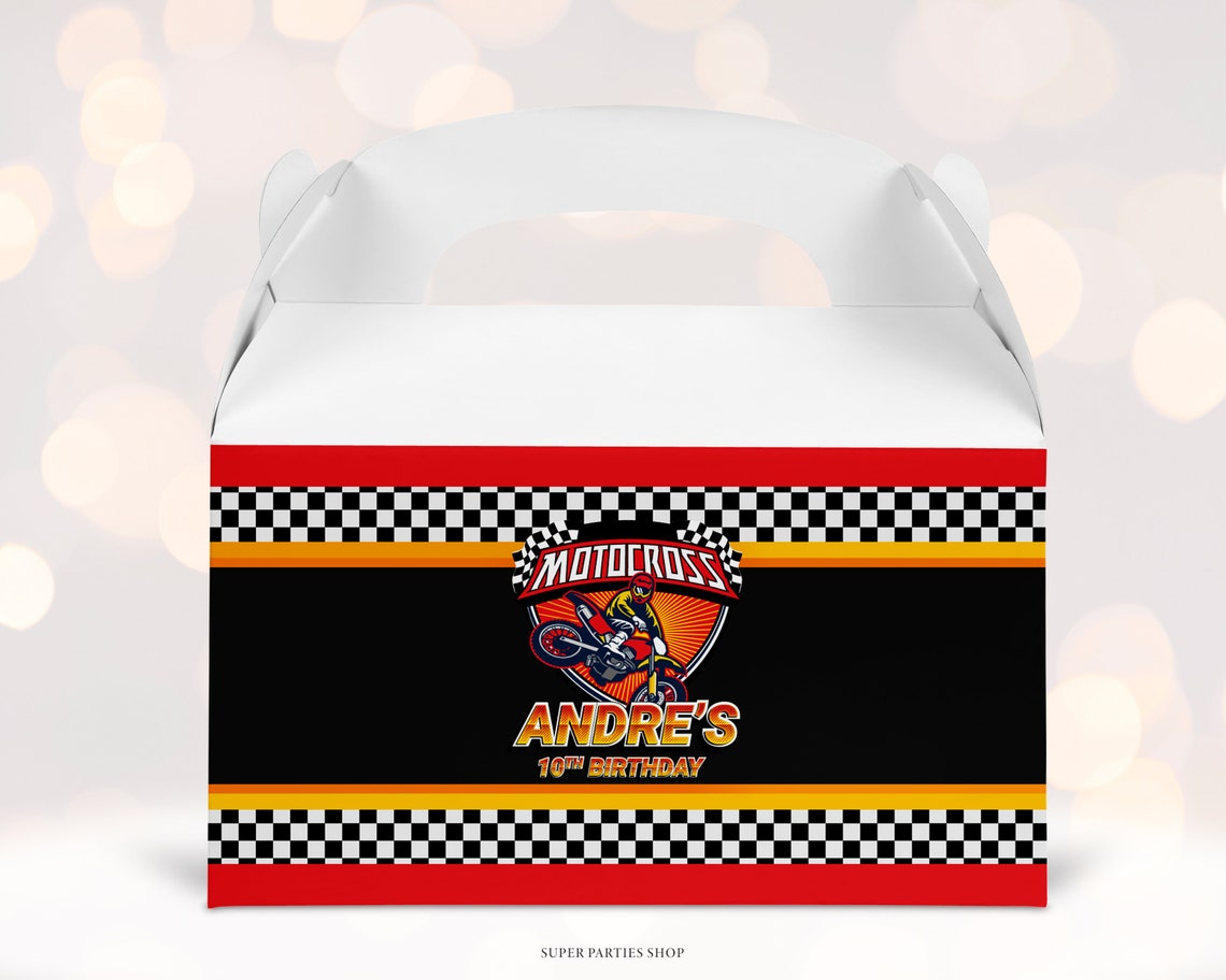 Motocross Gable Box Label Printable Snack Treat Roadster | Etsy