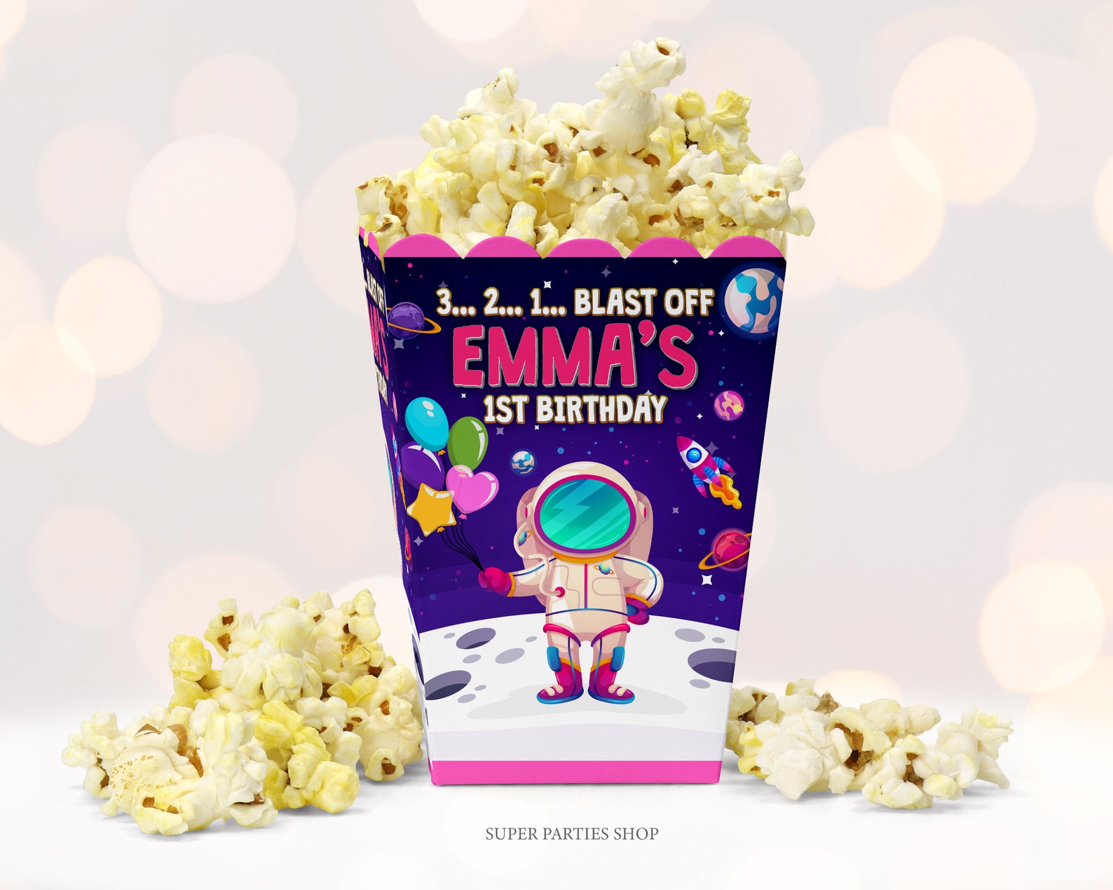 Space Popcorn Box Template Printable Astronaut Birthday | Etsy Singapore