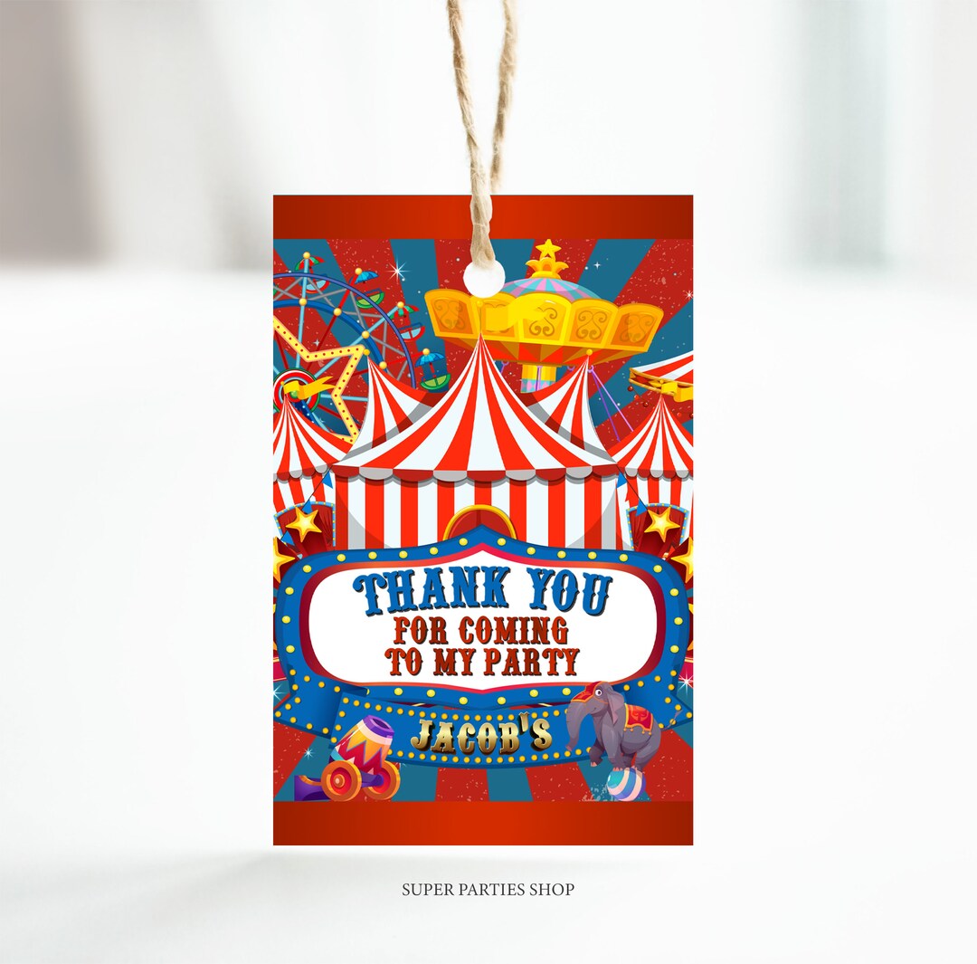 Circus Favor Tag Label Printable Circus Sticker Birthday - Etsy