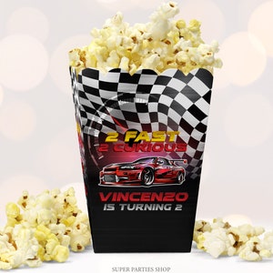 Race Cars Popcorn Box Printable, Snack Treat, Roadster Birthday, Racing ...