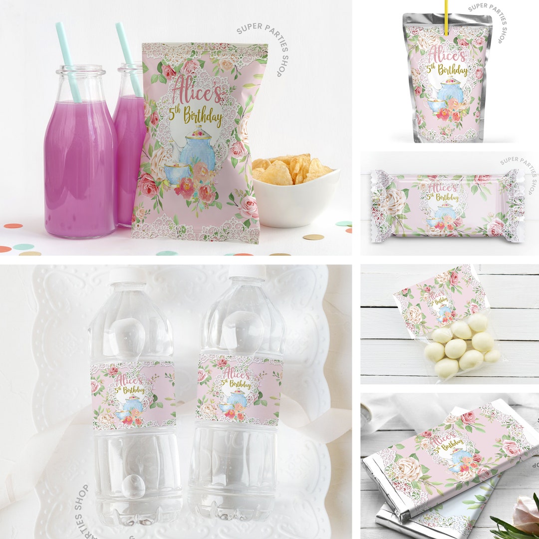 Tea Party Kit 6 Items Printable, Tea Party Favors, Tea Party Bundle ...