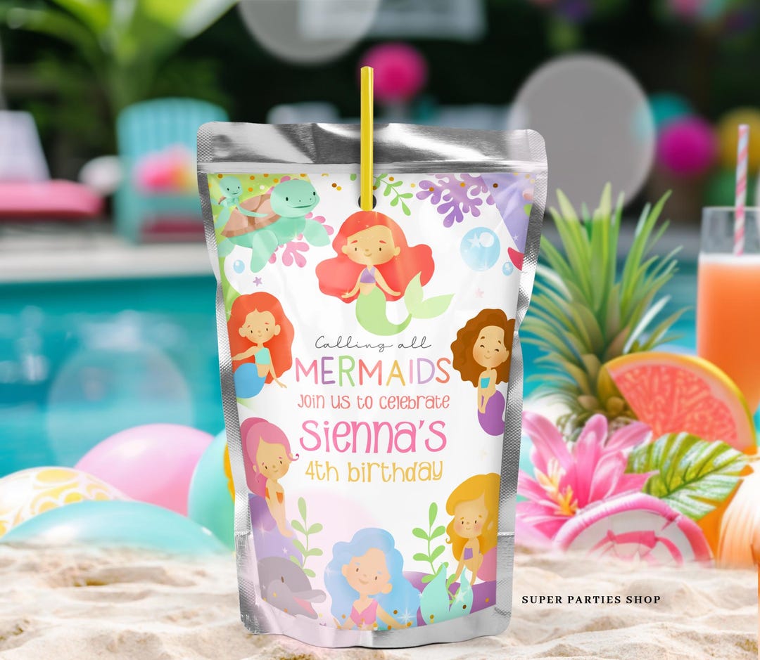 Editable Mermaid Capri Sun Label, Mermaid Birthday Party , Mermaid Baby ...