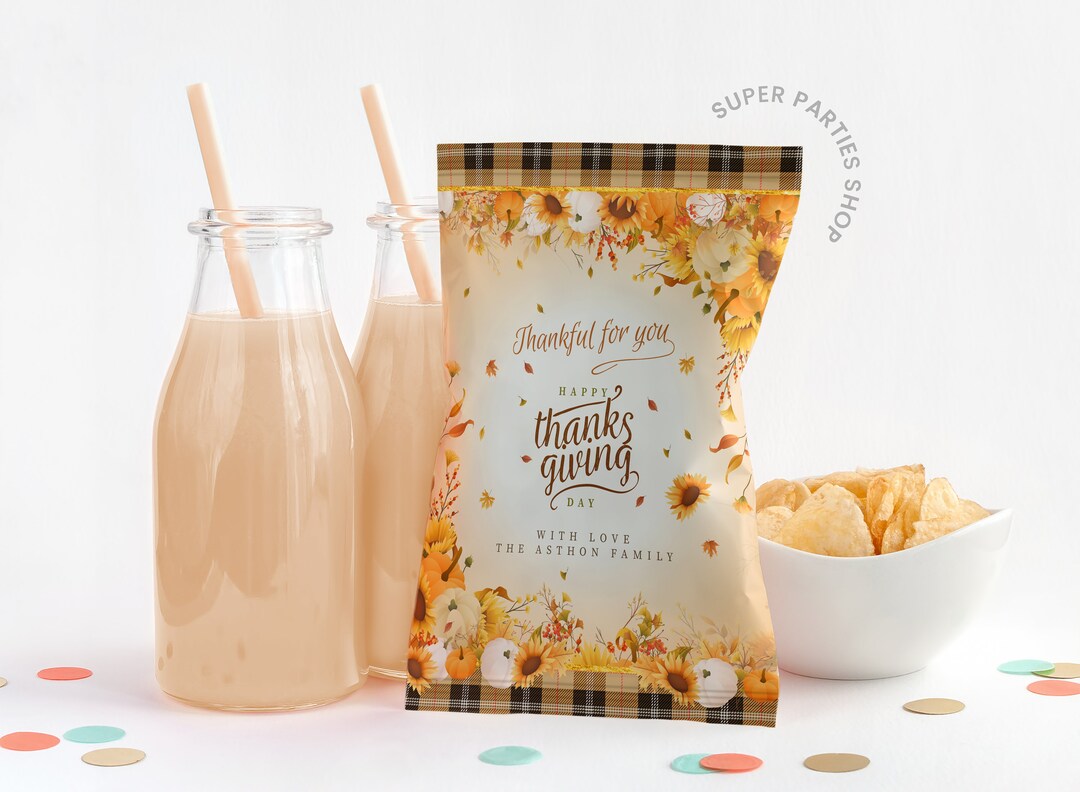 Thanksgiving Chip Bags Printable Custom , Snack Bag, Pumpkin Bags ...