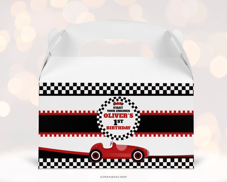 Race Cars Gable Box LABEL Printable Snack Treat Roadster | Etsy