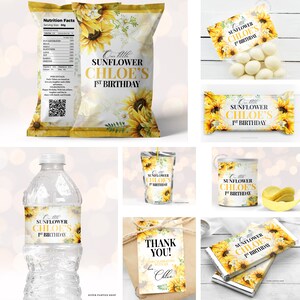 Sunflower Bundle Kit Printable Party Green Gold Wood, Fall Sunflower ...