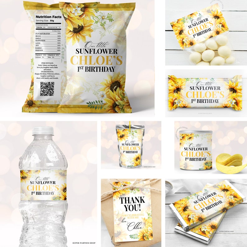 Sunflower Bundle Kit Printable Party Green Gold Wood Fall - Etsy