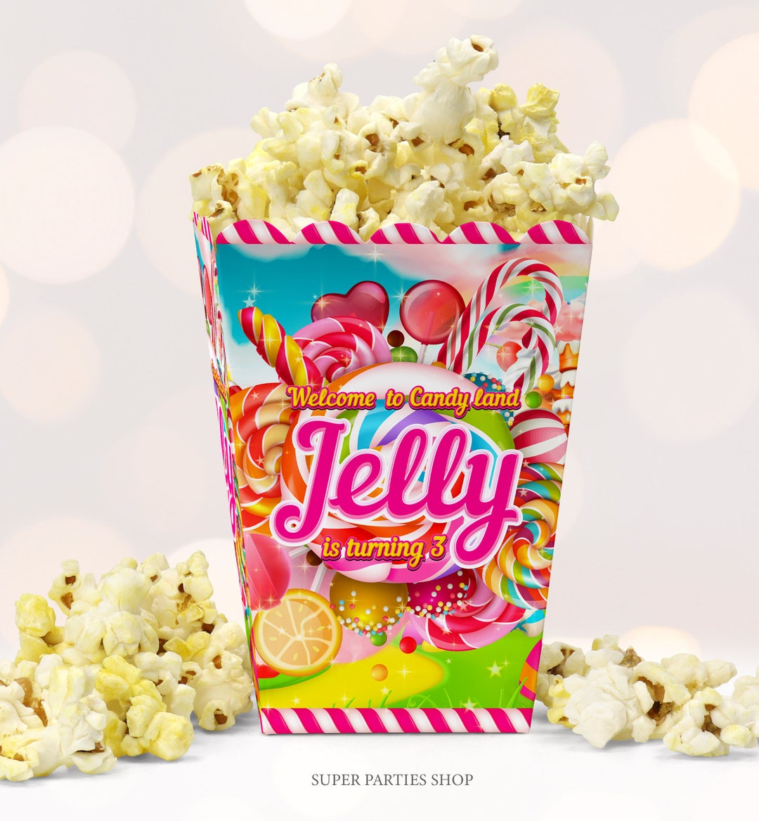 Sweet Popcorn Box Craft Printable, Sweet Party Favors, Sweet Snack Box ...