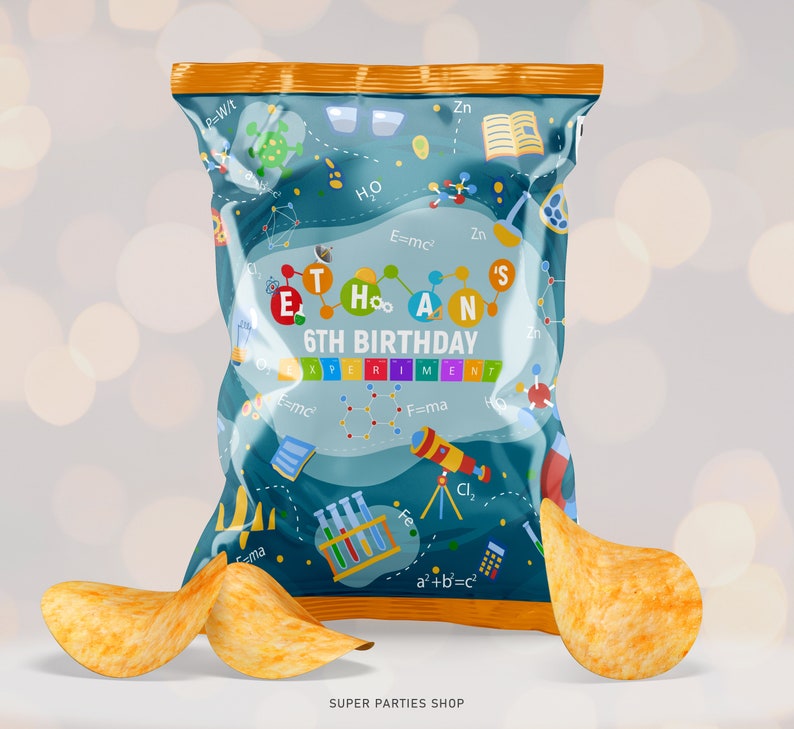 Mad Science Chip Bag Printable Science Birthday Scientist - Etsy