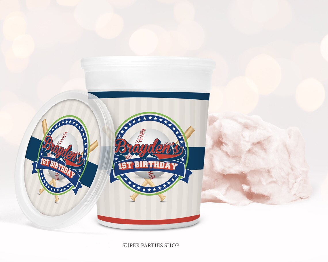 Baseball Cotton Candy Label Printable Baseball theme Custom | Etsy