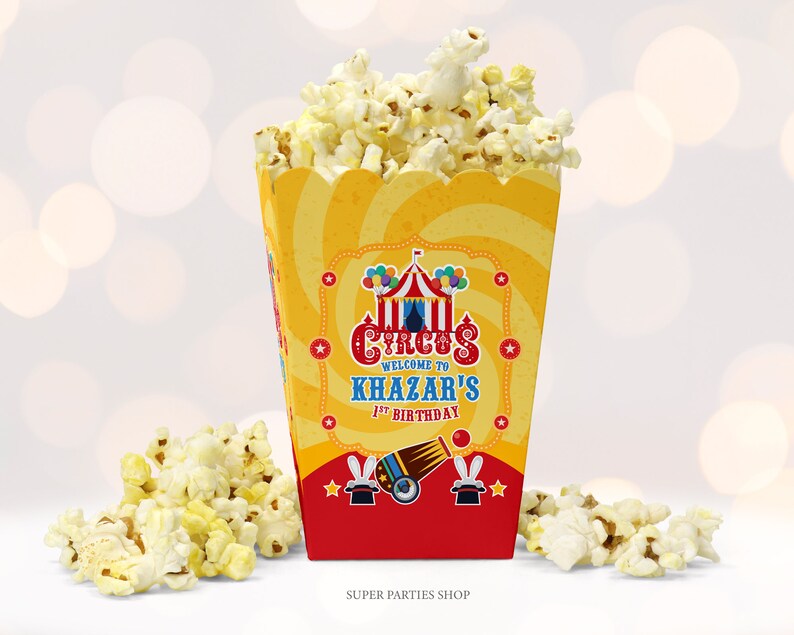 Circus Party Printable Popcorn Template Circus Tent Birthday - Etsy