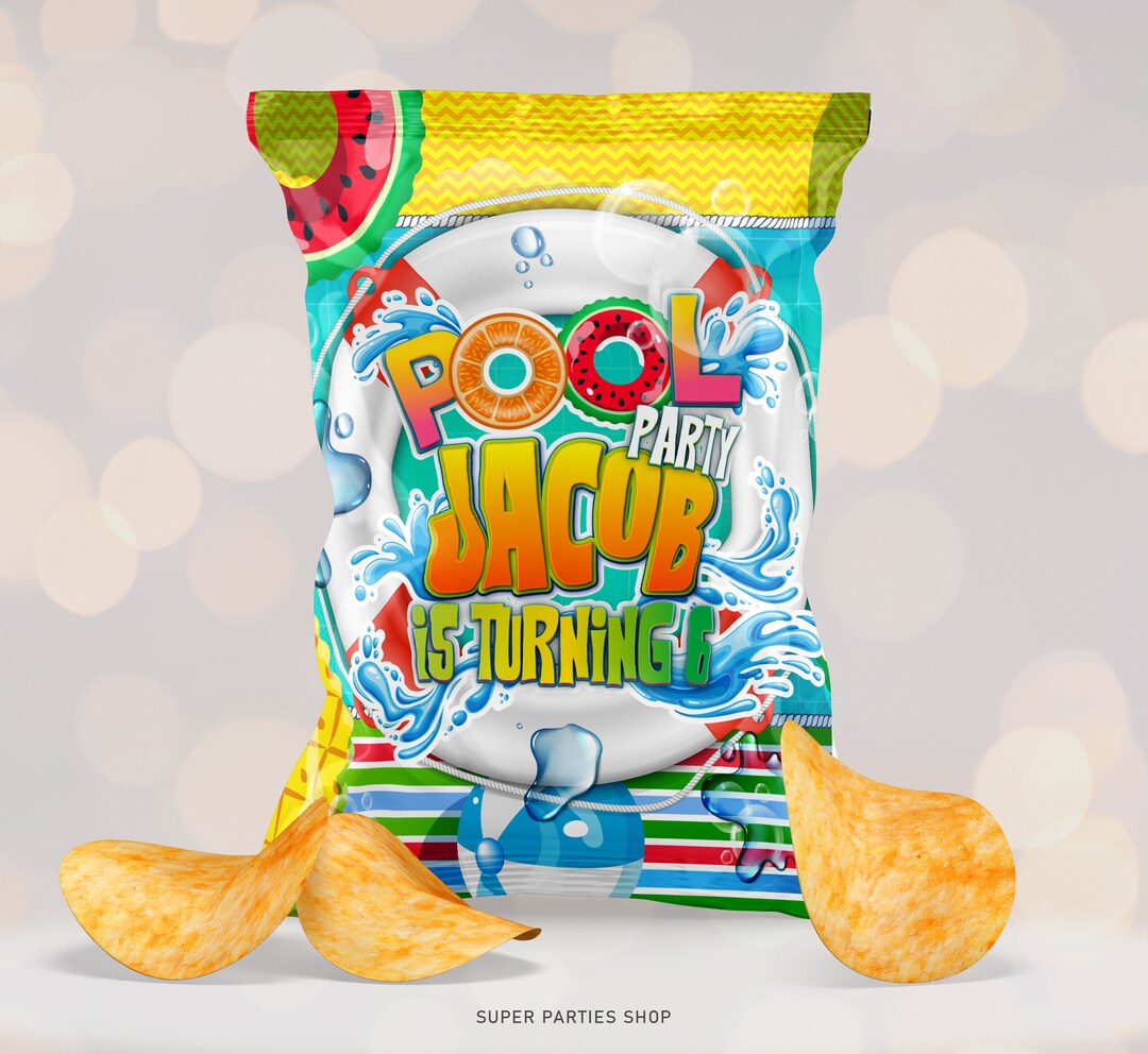 Pool Party Chips Bag, Pool Birthday Invite-summer Invitation Swimming ...