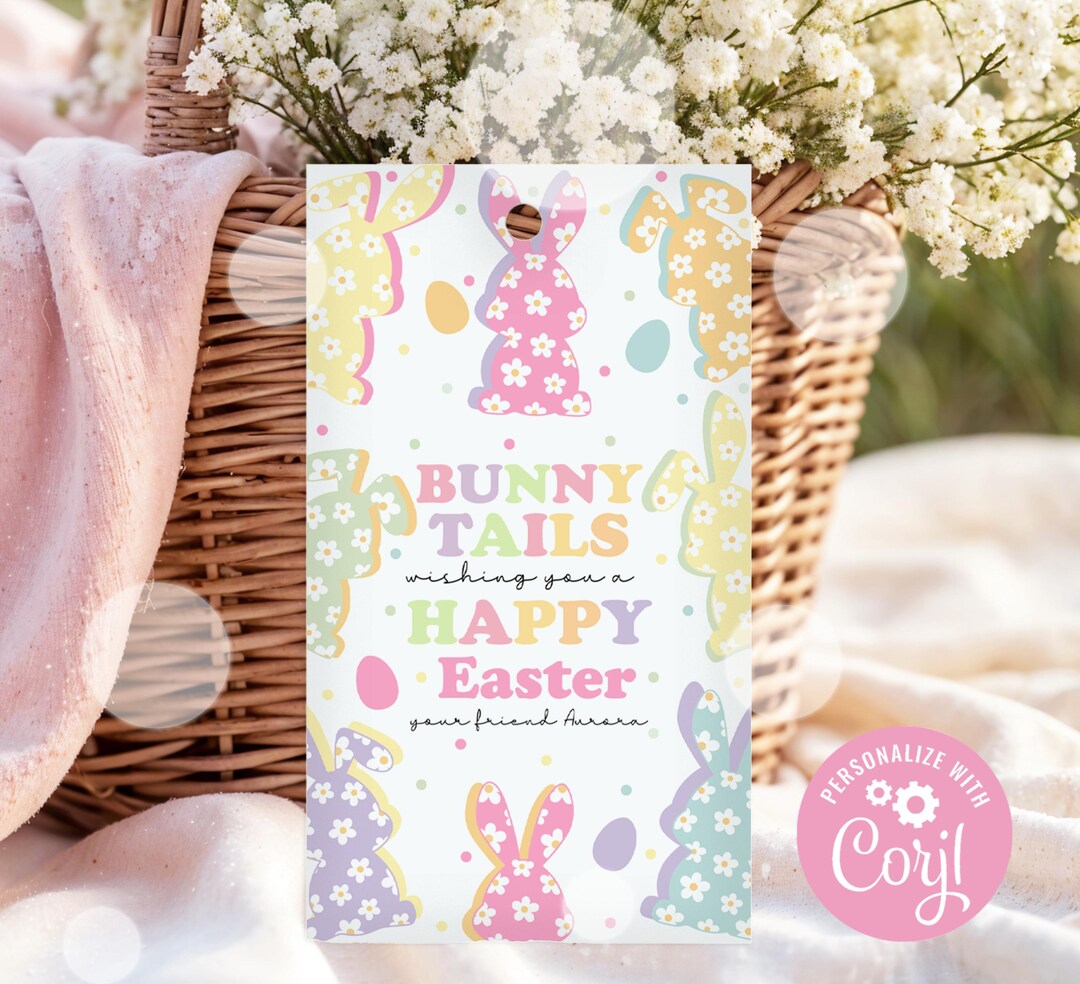 Editable Easter Tag Bunny Tails Easter Gift Tags, Easter Favor Tags ...